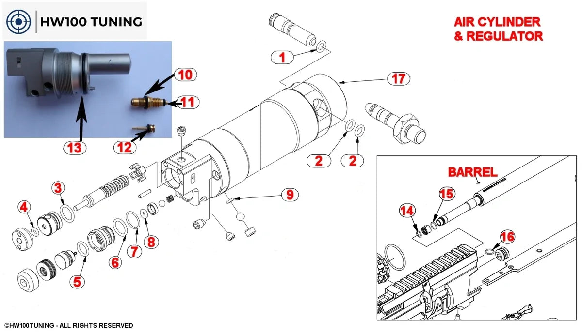 Full seal kit for Weihrauch HW110 pcp air rifle (HW100 tunning ...