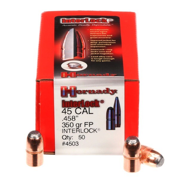Hornady 45cal (.458) 350gr flat point 50 per box (4503) – Bunker ...