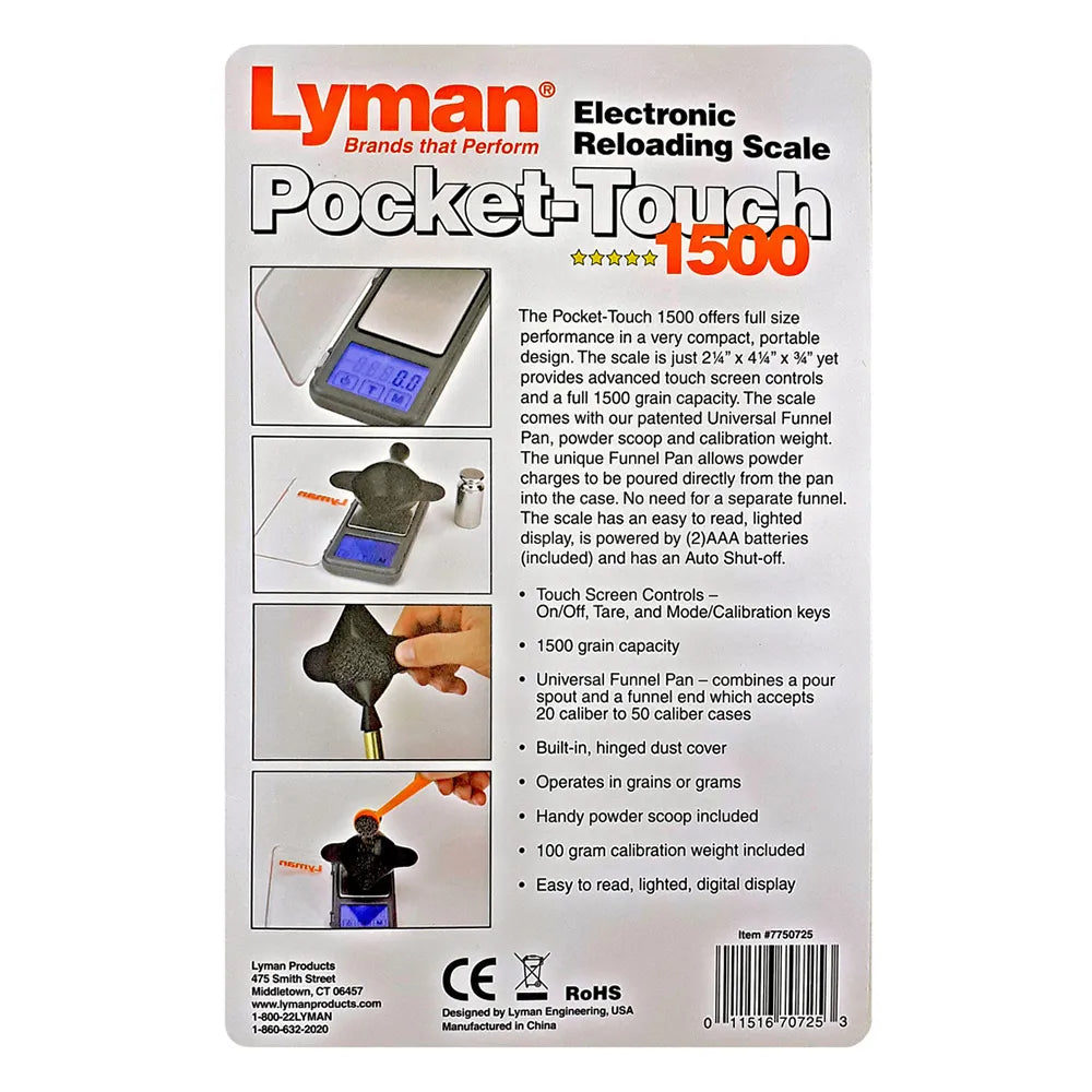 LYMAN pocket touch 1500 digital powder scale LY-PT1500 – Bunker ...