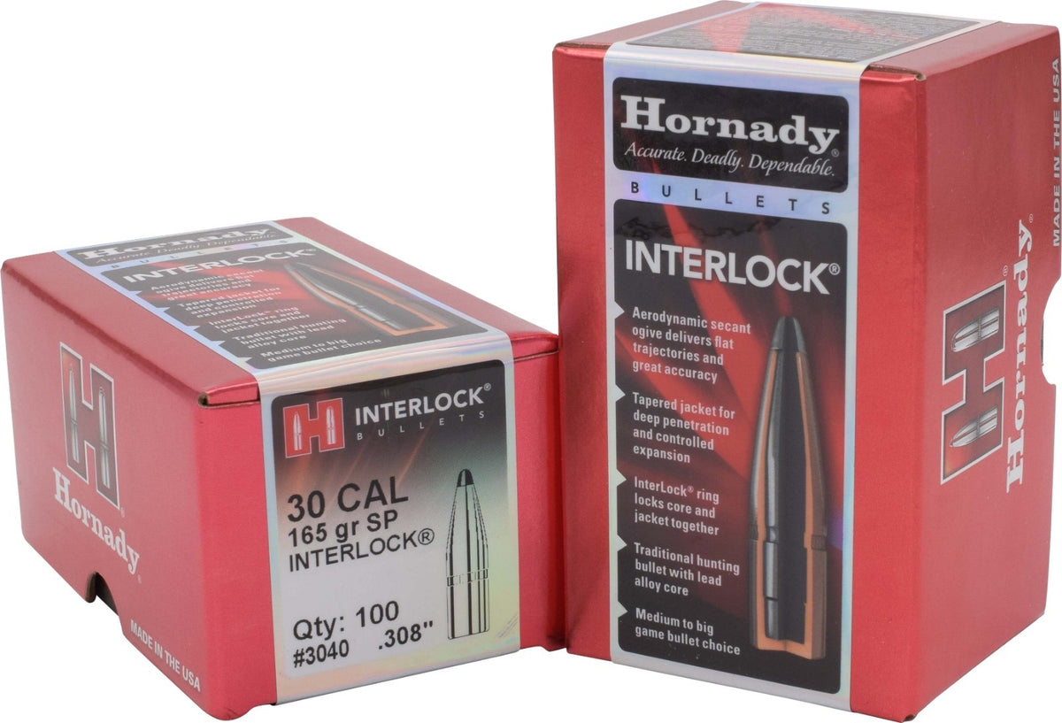 Hornady SP interlock 30cal 165gr x100 #3040 – Bunker Ballistics Pty Ltd