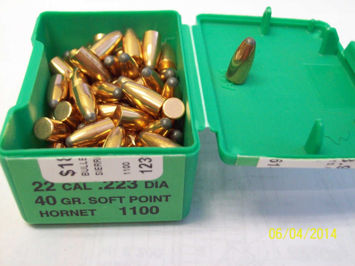 Sierra 22cal (.223) 40gr SP hornet projectiles x100 (#1100) – Bunker ...